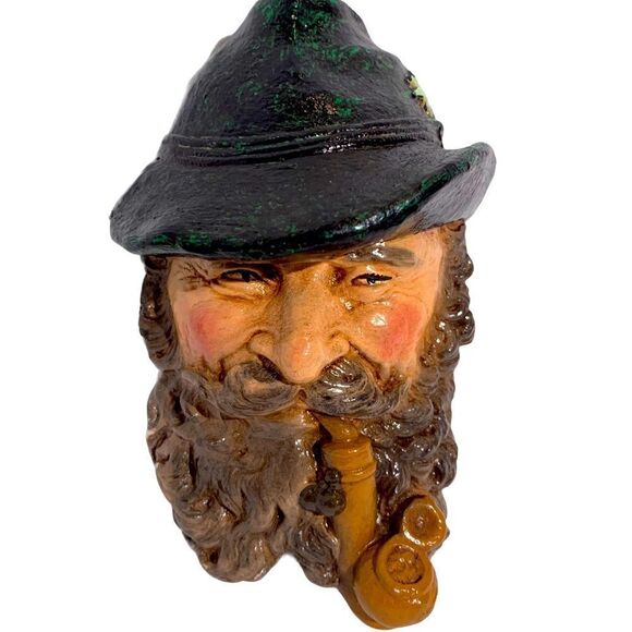 Art | Vintage Man And Hispipe Statue Wall Hanging Hand Painted | Poshmark